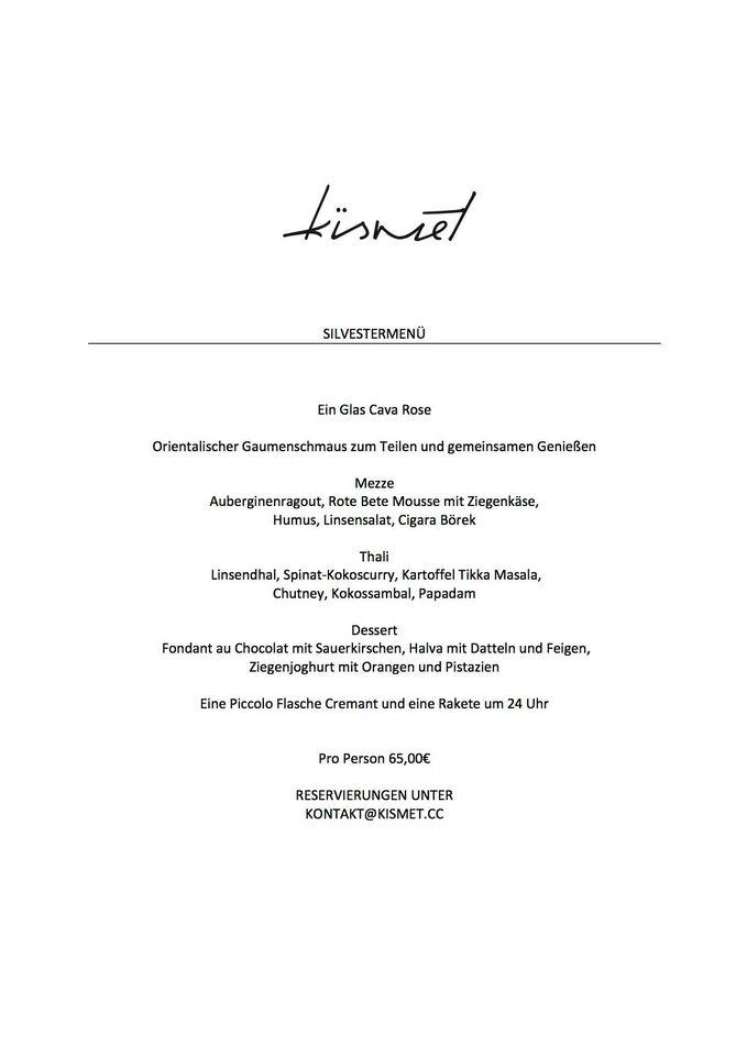Speisekarte von Restaurant Kismet, München