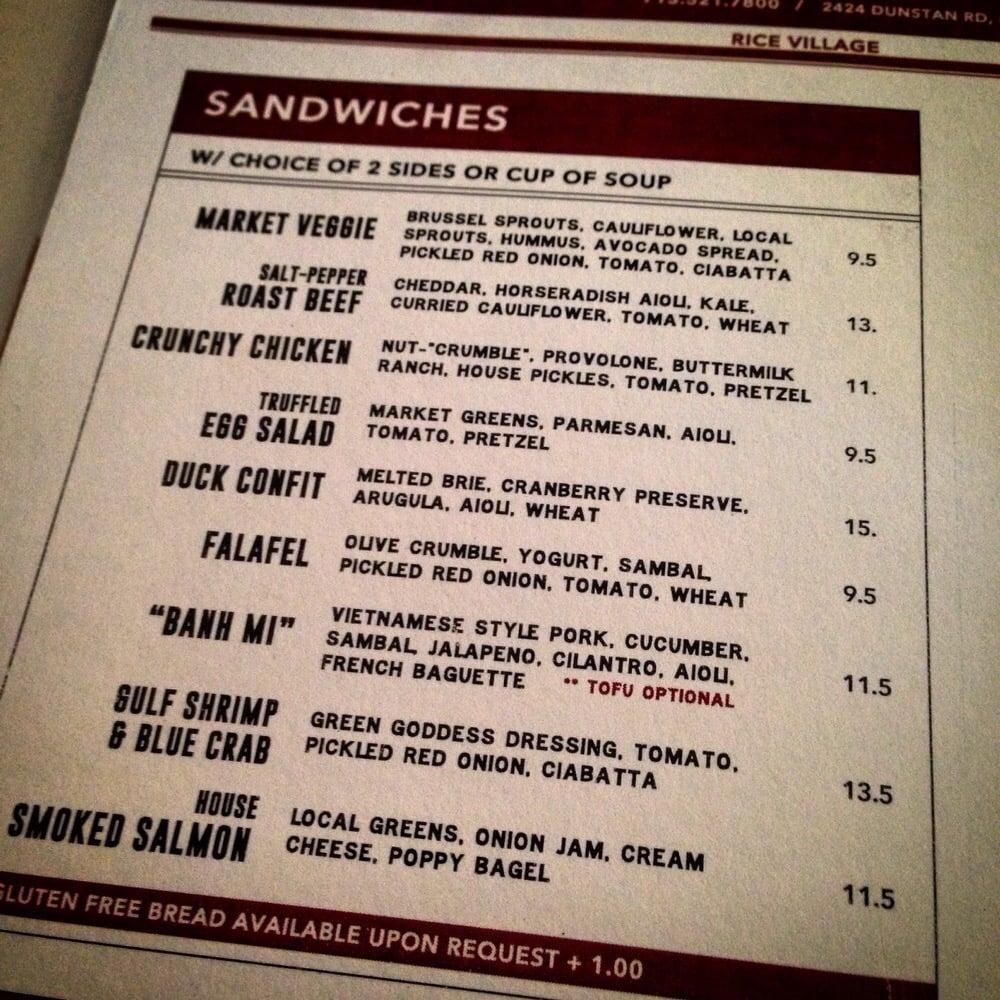 Menu at Local Foods - Rice Village restaurant, Houston
