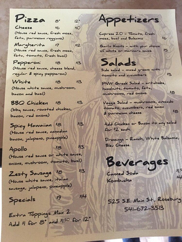 Menu at Old Soul Pizza pizzeria, Roseburg, 525 SE Main St
