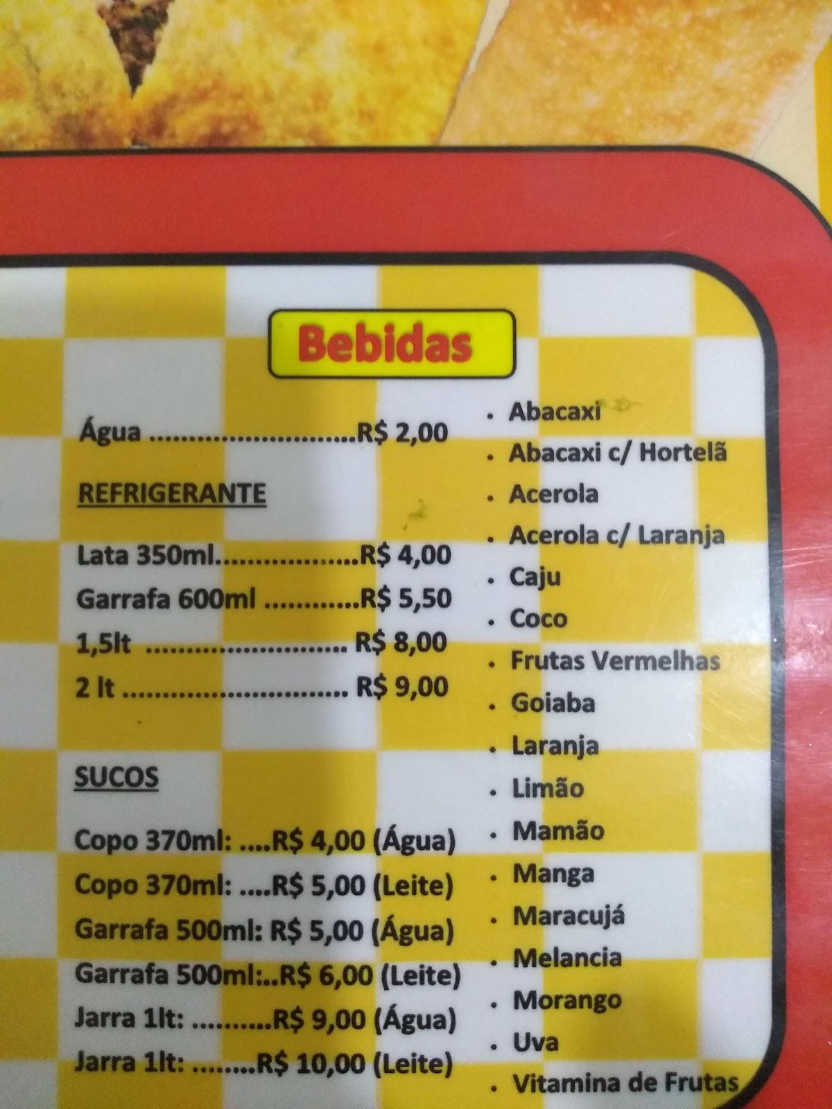 Menu at Pastelaria Japonesa restaurant, Artur Nogueira