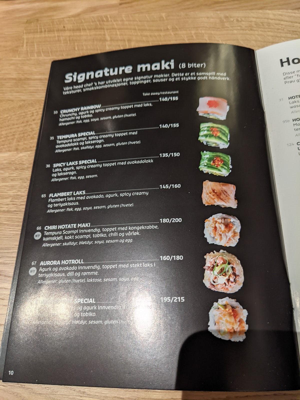Menu at Sabi Sushi Paradis restaurant, Bergen