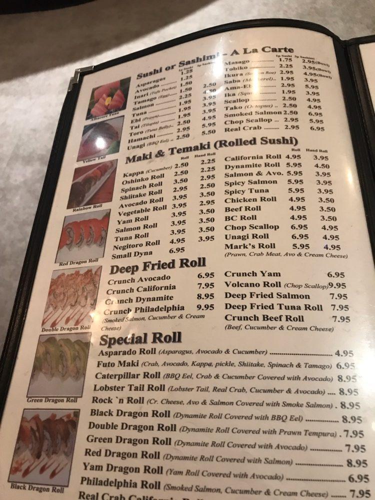 Menu at Sehmi Japanese Restaurant, Port Alberni