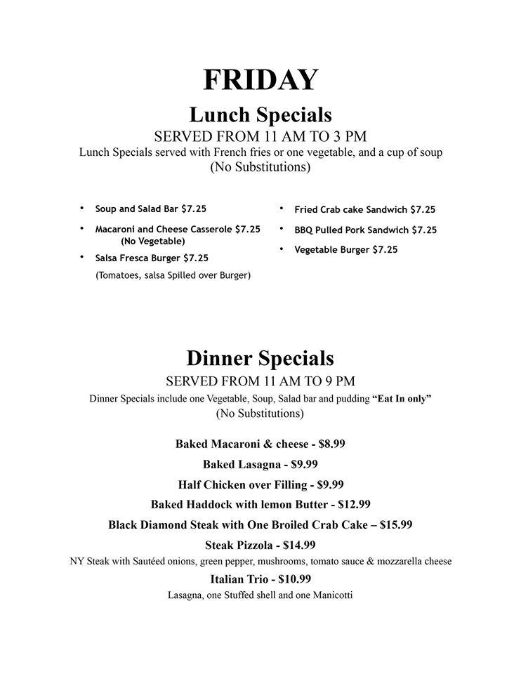Menu at Sunset Family Restaurant, Birdsboro
