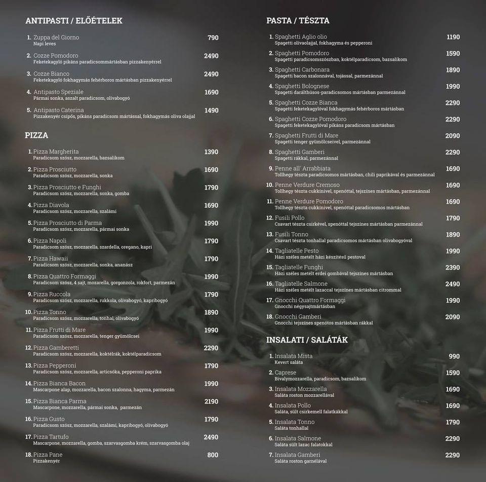 Menu at Gusto Bistro restaurant, Leányfalu