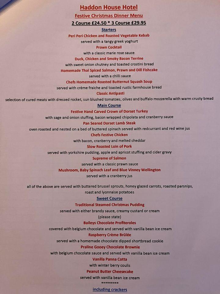 Menu at Haddon House Hotel pub & bar, Bridport
