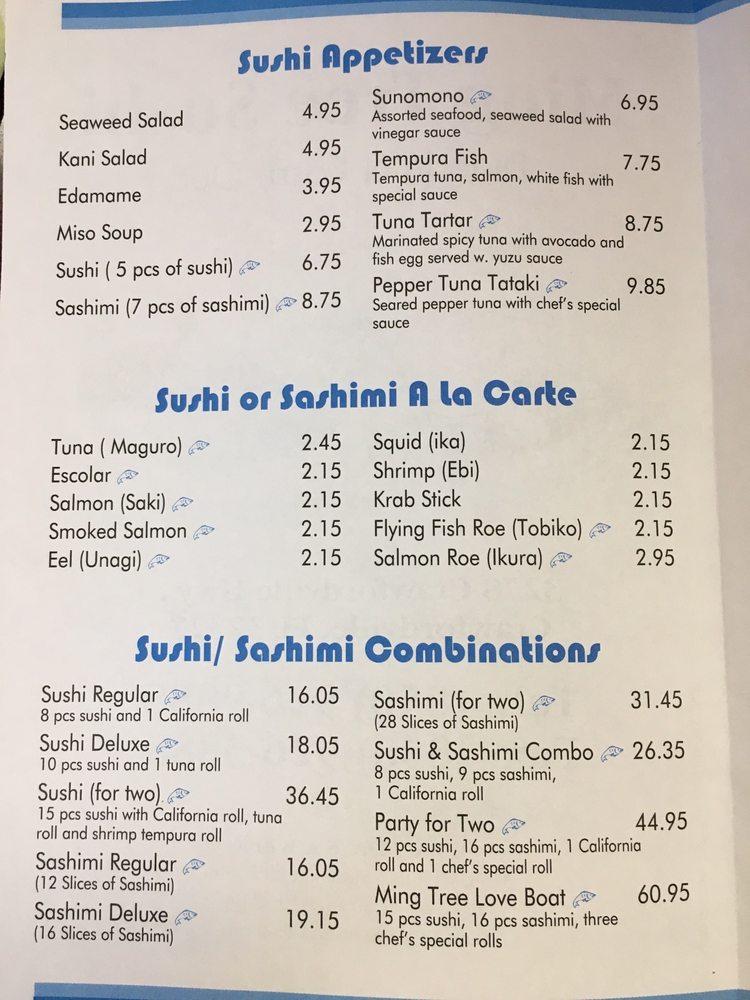 Menu at New ming tree restaurant, Crawfordville