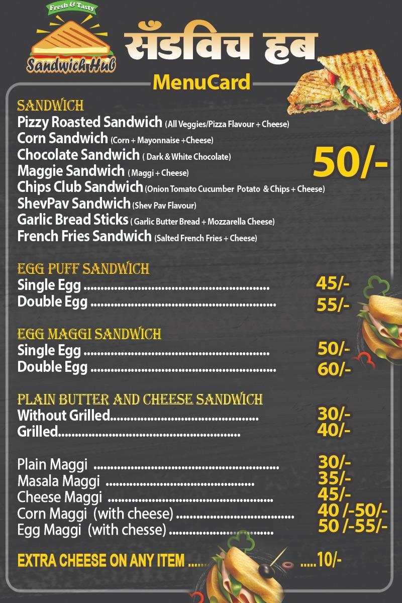 Menu at SANDWICH HUB, Saswad
