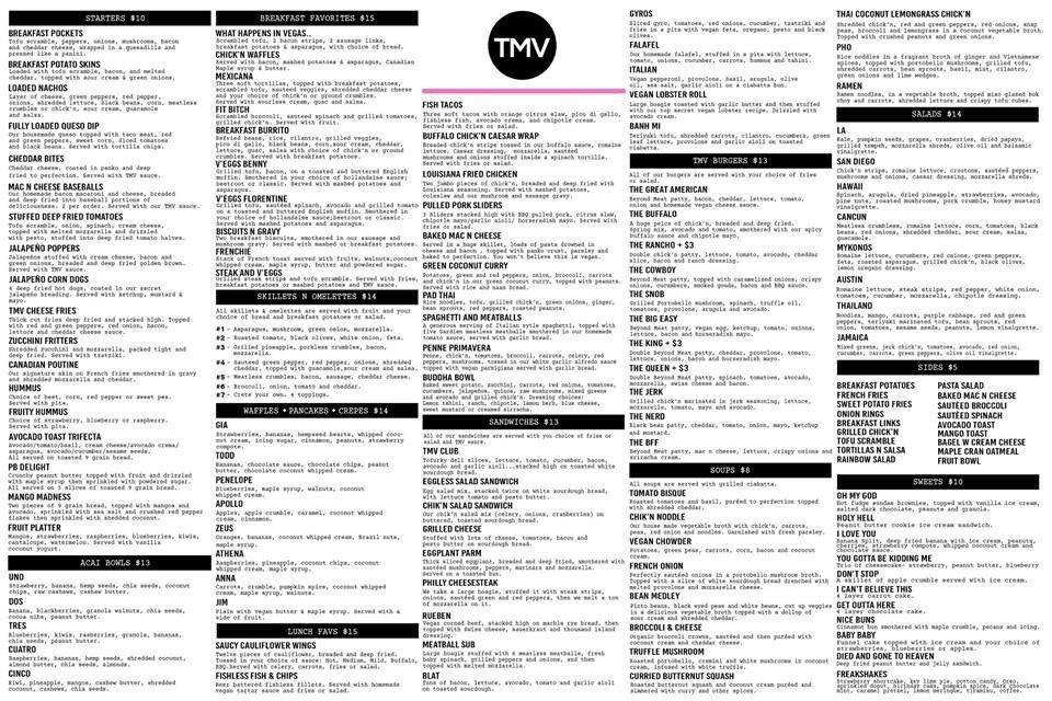 Menu at The Modern Vegan pub & bar, Las Vegas