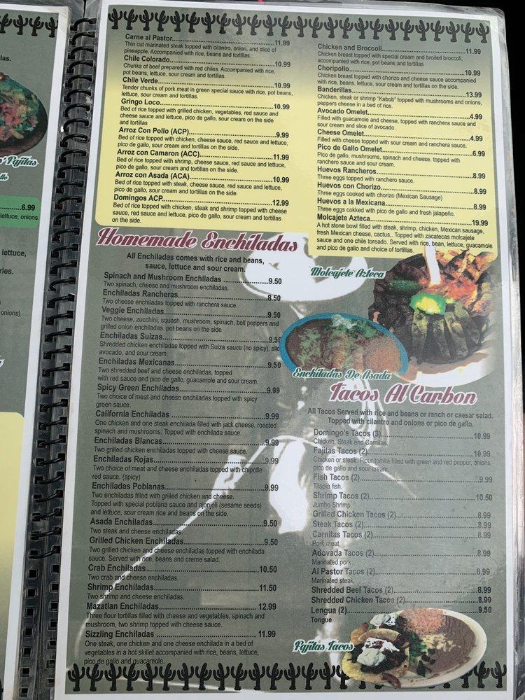 Menu at Domingos Mexican & Seafood Restaurant, Mocksville