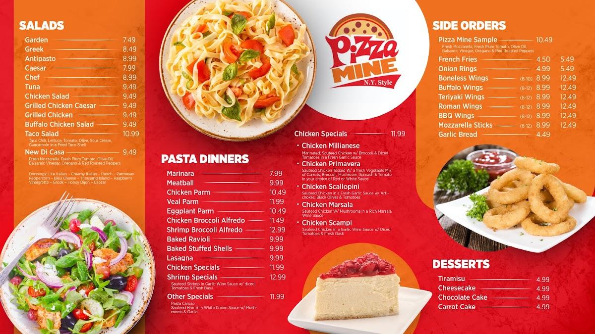 Menu at Pizza Mine pizzeria, Ashland