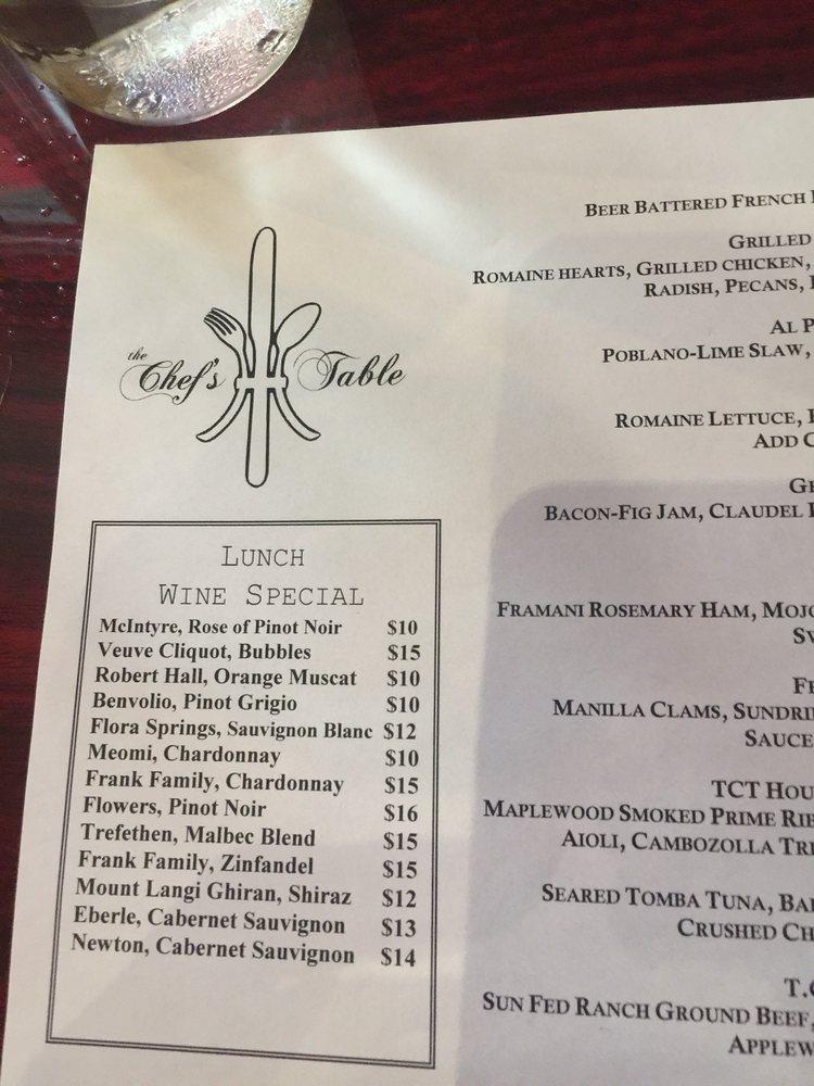 Menu at The Chef's Table pub & bar, Rocklin
