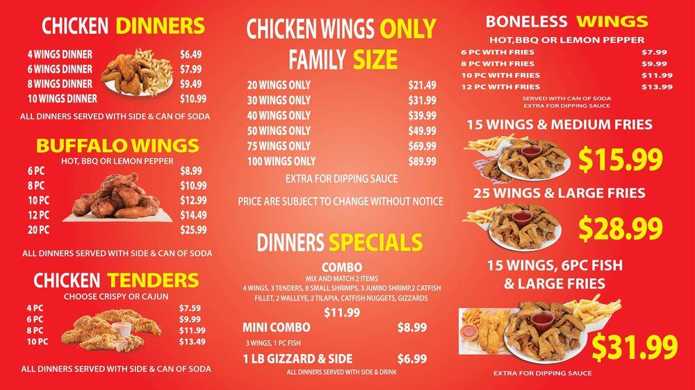 Menu at Captain JJ’s Fish ‘n’ Chicken restaurant, Springfield