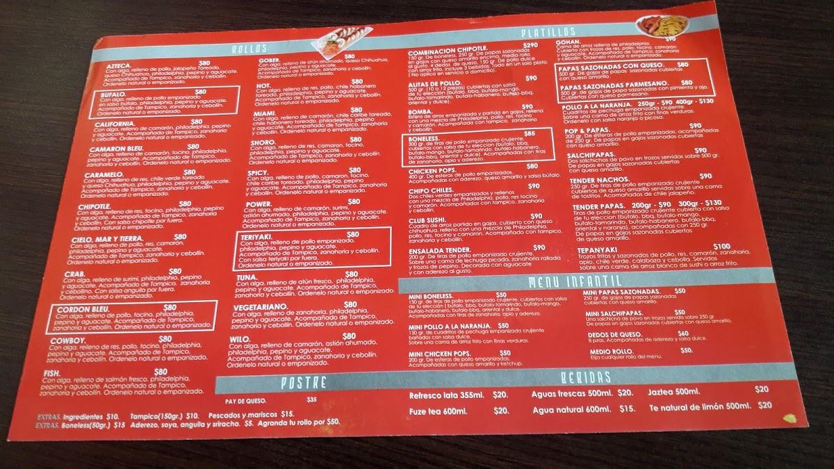 Carta del restaurante Chipotle Sushi (Plaza Paloma), Hermosillo