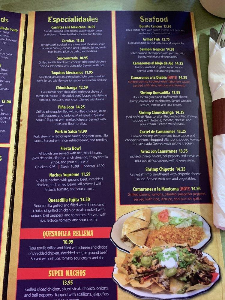 Menu at Habaneros Mexican Grill restaurant, Inverness