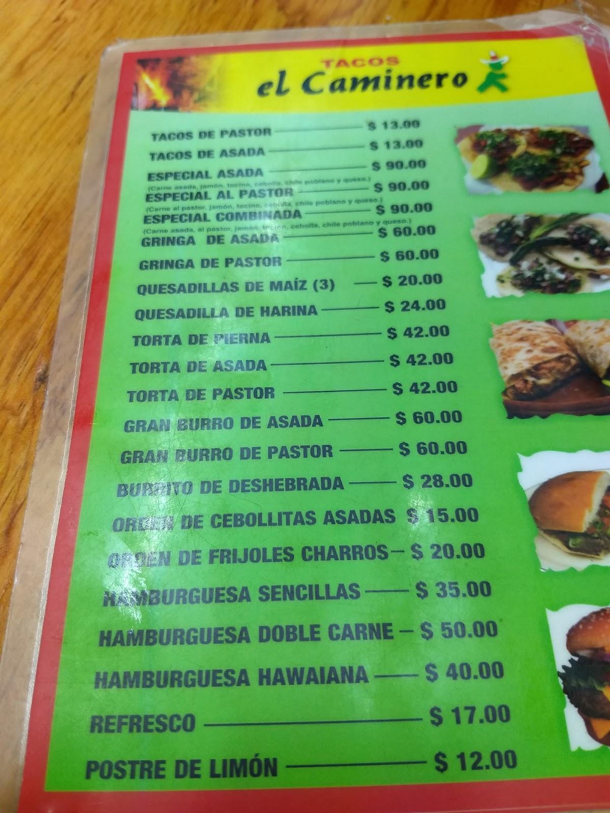 Carta del restaurante Tacos El Caminero 1, Durango