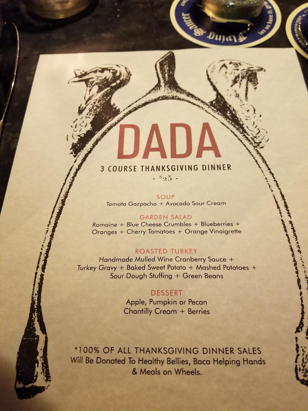 Menu at Dada pub & bar, Delray Beach