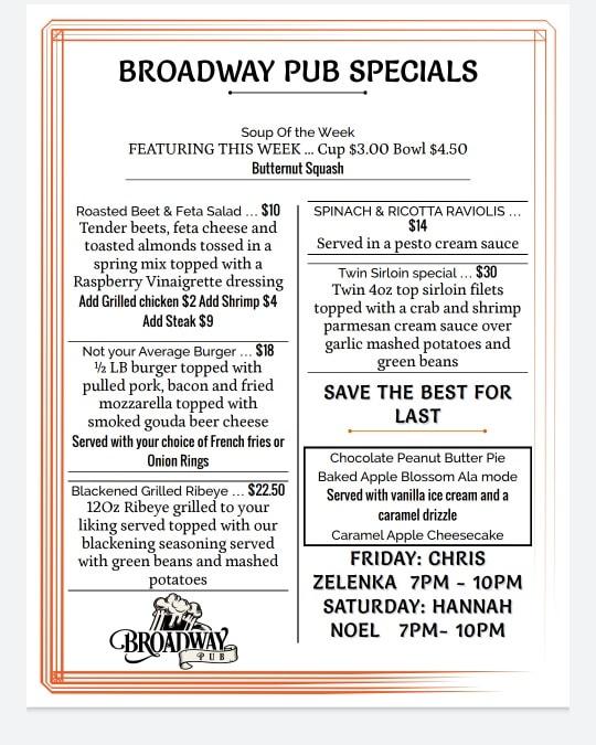 Menu at Broadway Pub, Bangor