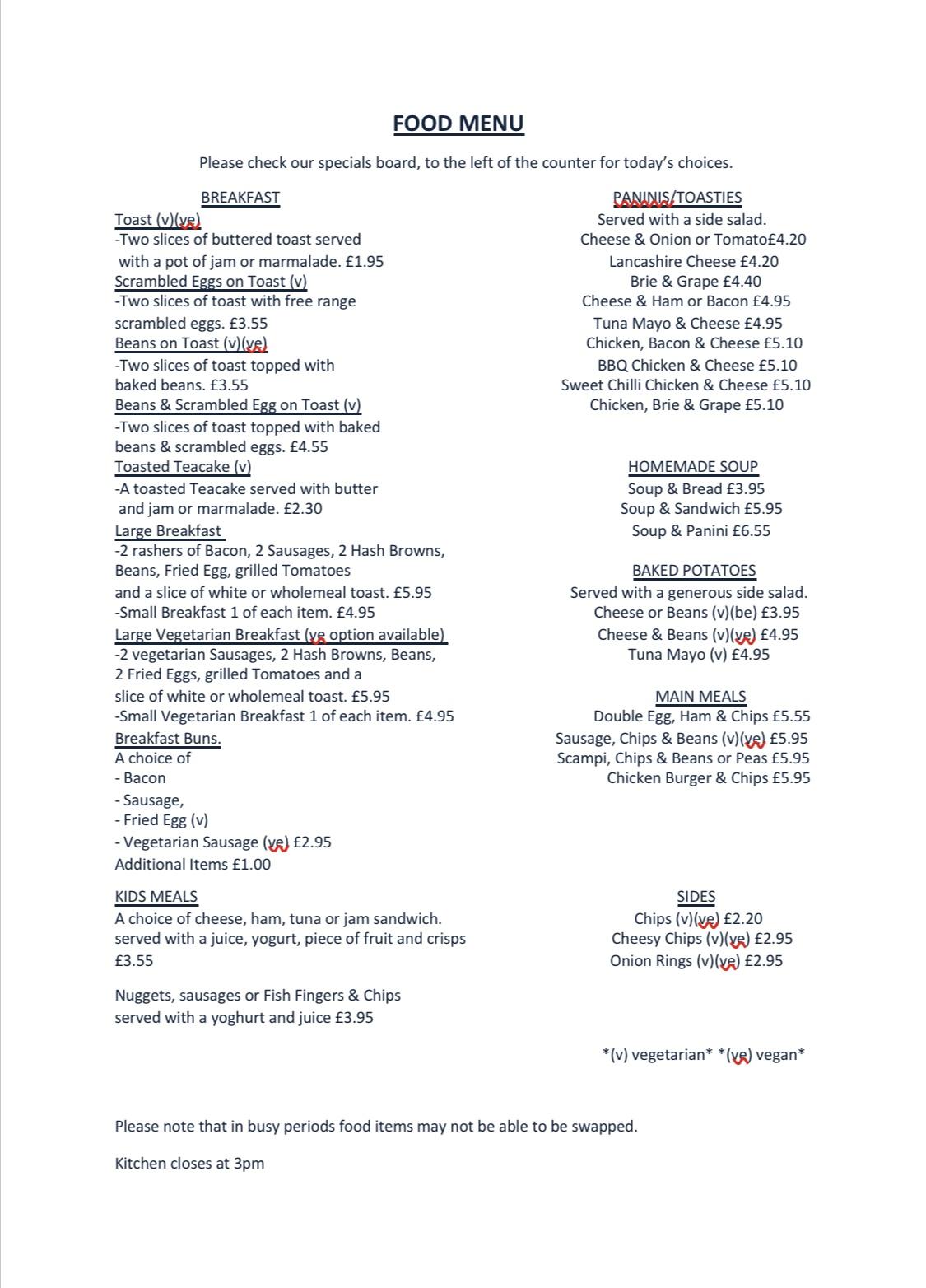 Menu at So Cafe Morecambe, Morecambe
