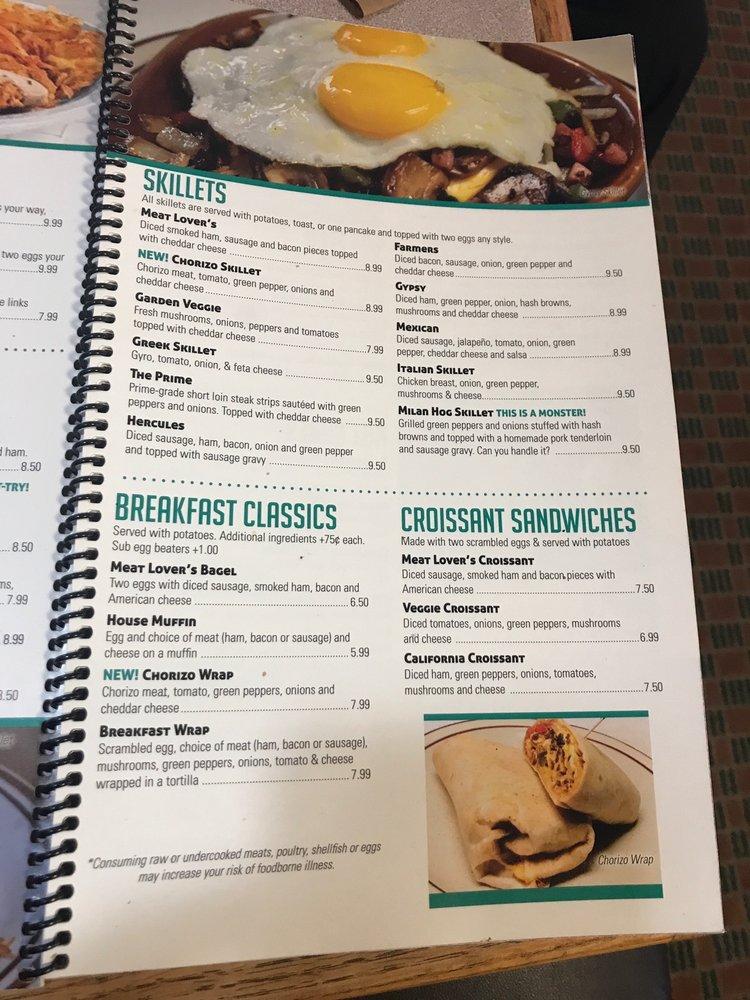 Menu at Two Sisters Restaurant, Milan