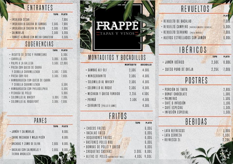 Menu at Bar FRAPPÉ Tapas y Copas, Gines