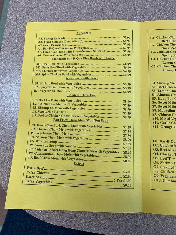 Menu at Hao's Kitchen restaurant, Merced