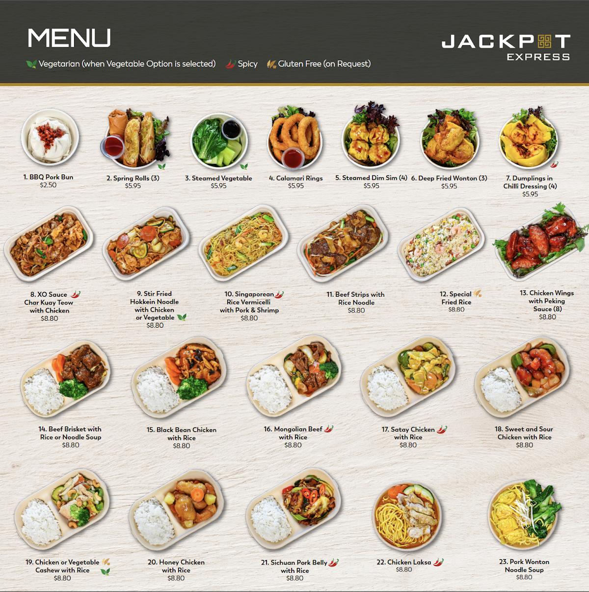 Menu at Jackpot Express restaurant, Brisbane City, Shop 22/23 270 Queen St