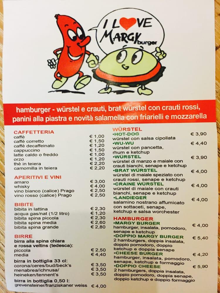 Carta de comida rápida Margy Burger Milano, Milan