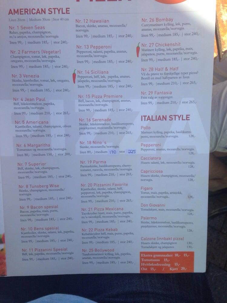 Menu at Pizzanini - Bekkestua pizzeria, Bekkestua, Bærumsveien 212a