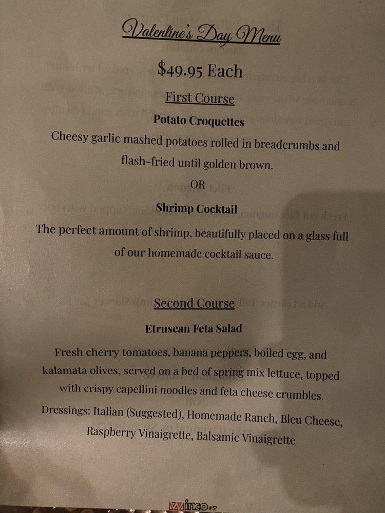 Menu at Wellington Bleu's steakhouse, Gadsden