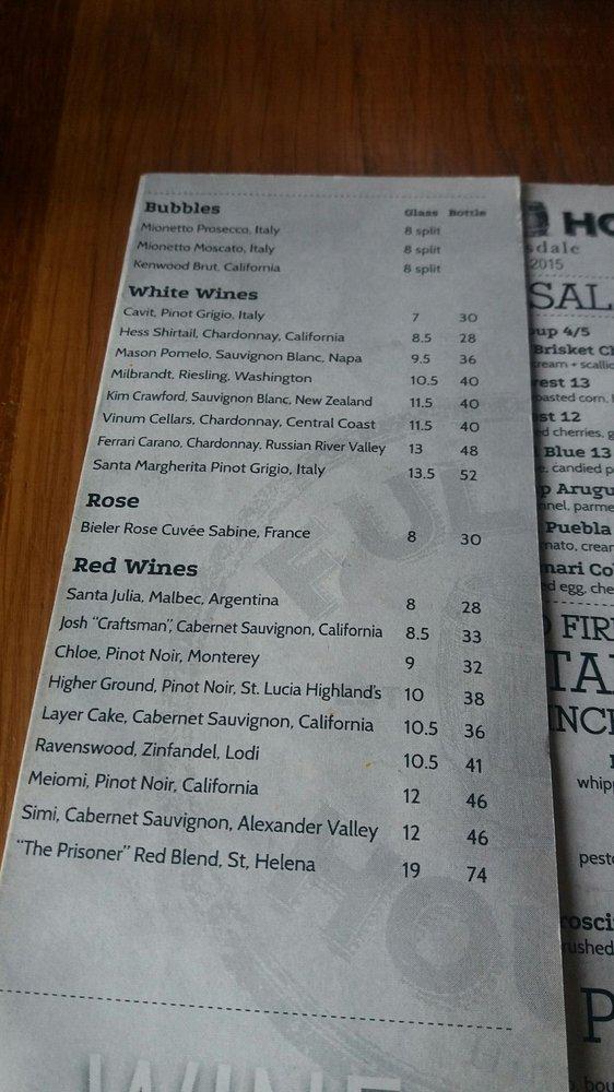 Menu at Fuller House pub & bar, Hinsdale