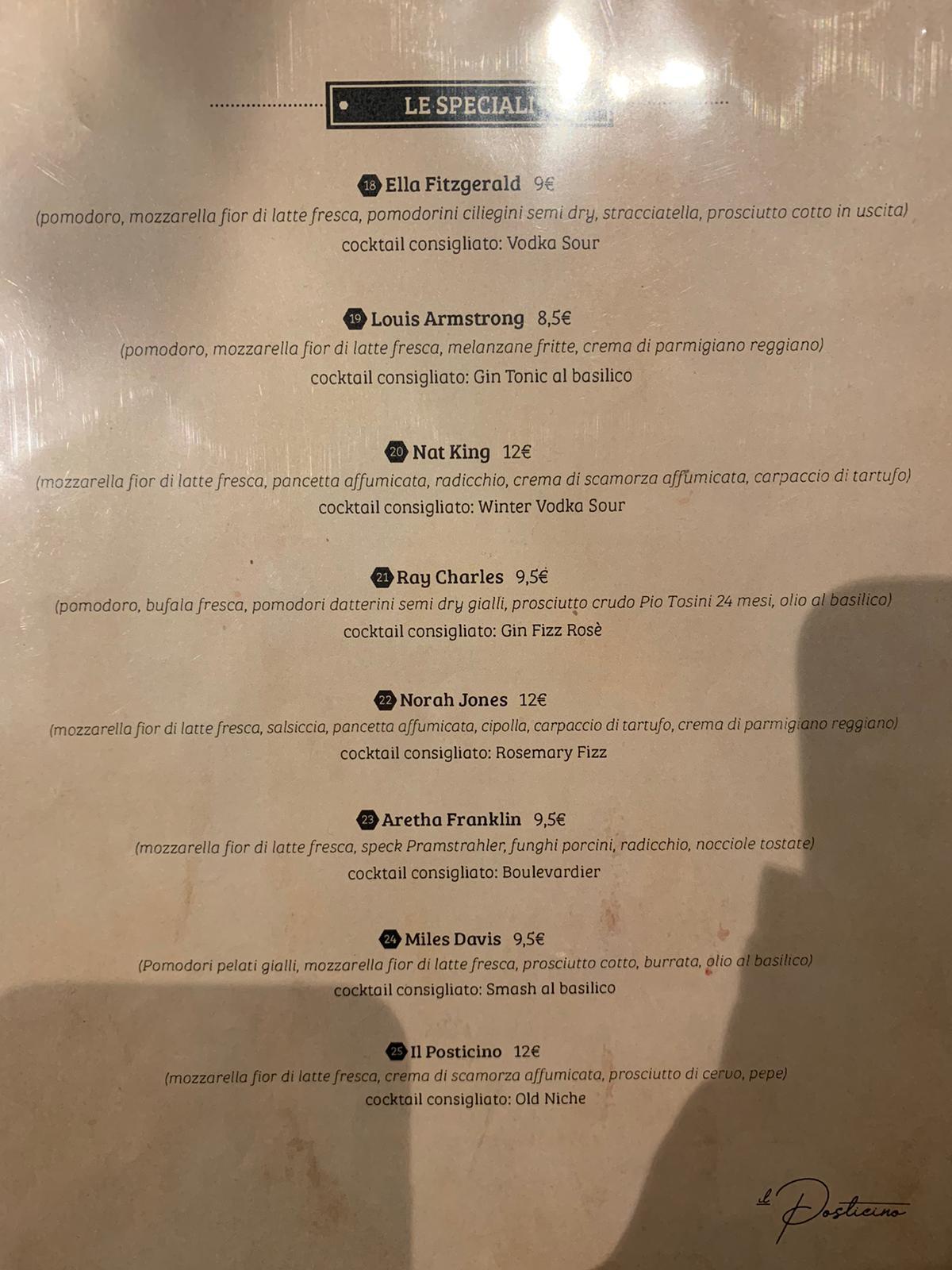 Menu da Il Posticino ristorante, Massa