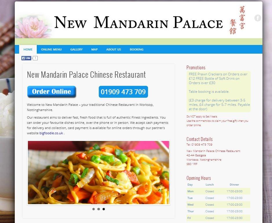 Menu at Mandarin Palace restaurant, Worksop