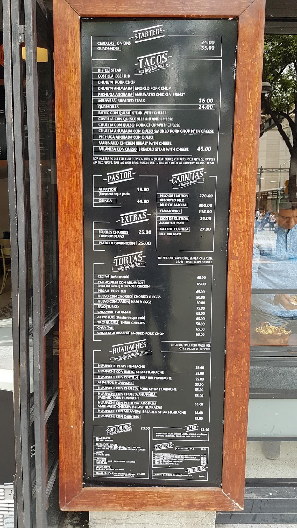 Carta del restaurante Taquería El Caifán Alameda, Ciudad López Mateos