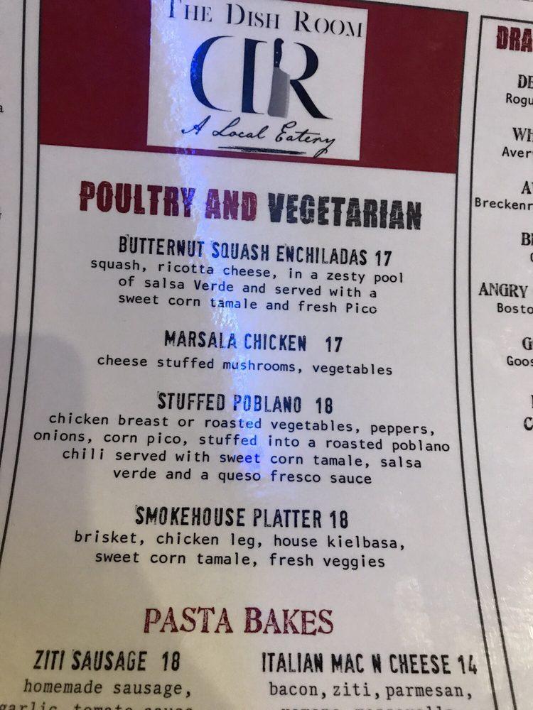 Menu at The Dish Room restaurant, Burlington