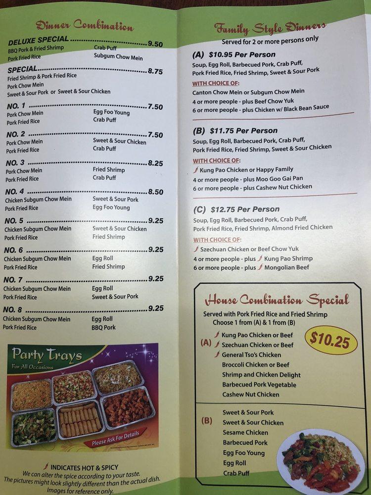 Menu at Canton Chinese Buffet restaurant, Vancouver