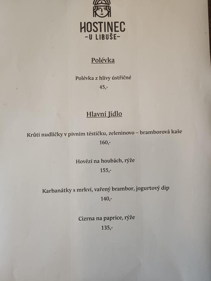 Menu at Hostinec U Libuše pub & bar, Zákolany