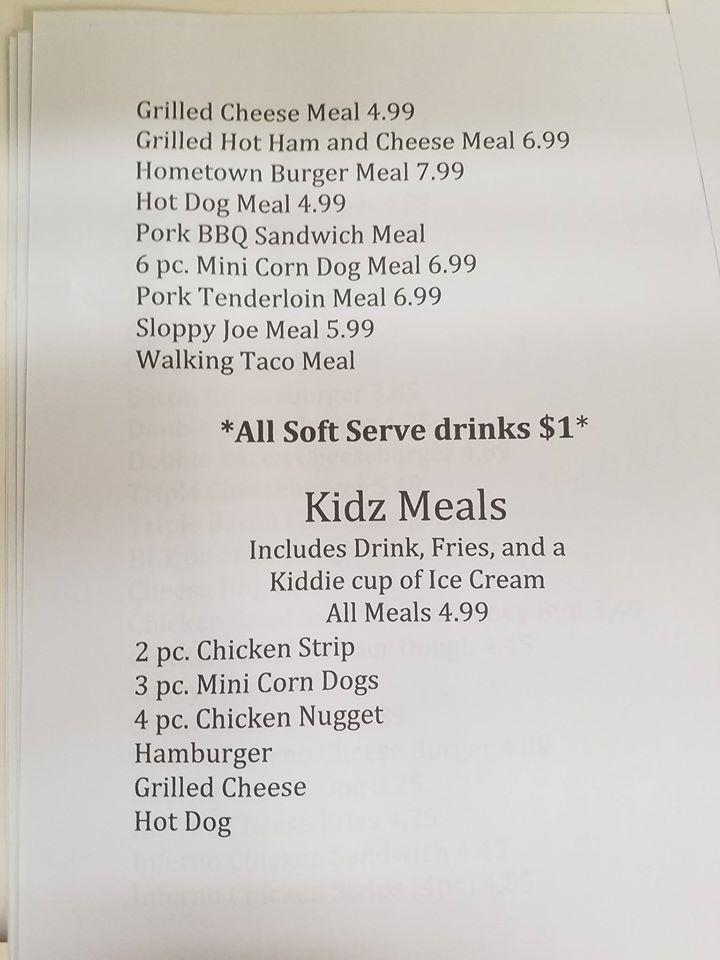 Menu at Sweet Haley's restaurant, Elkhart