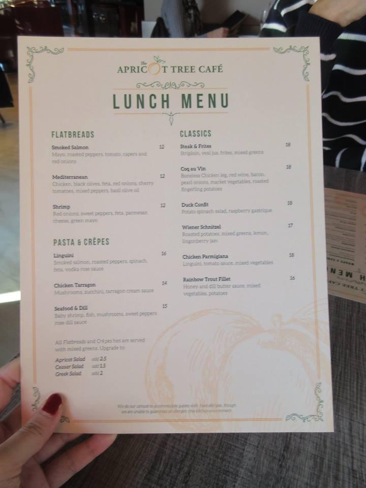 Menu at The Apricot Tree Cafe, Mississauga