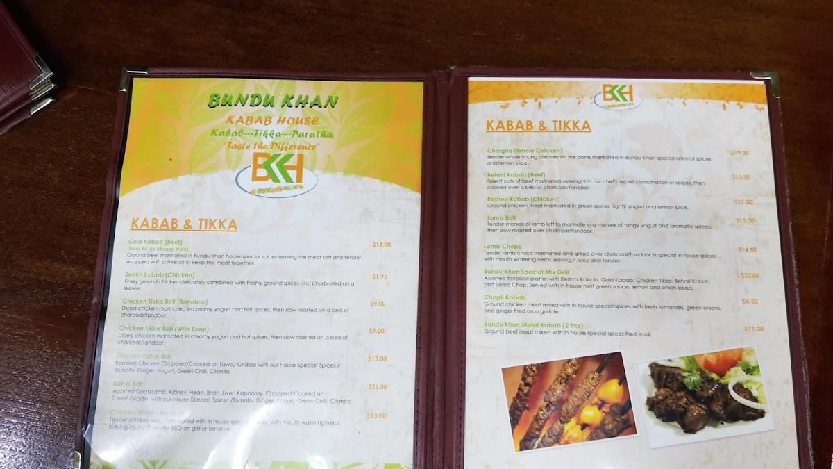 Menu at Baba Khan Kabab House restaurant, New York City
