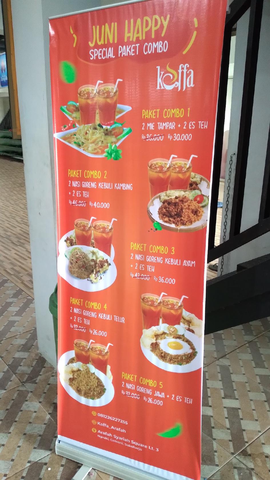 Menu at Kaffa Arafah cafe, Grogol