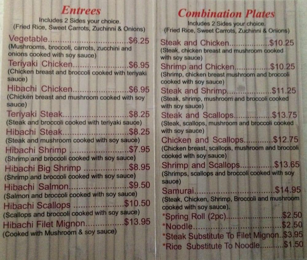 Menu at Kami Authentic Japanese Cuisine restaurant, Lumberton