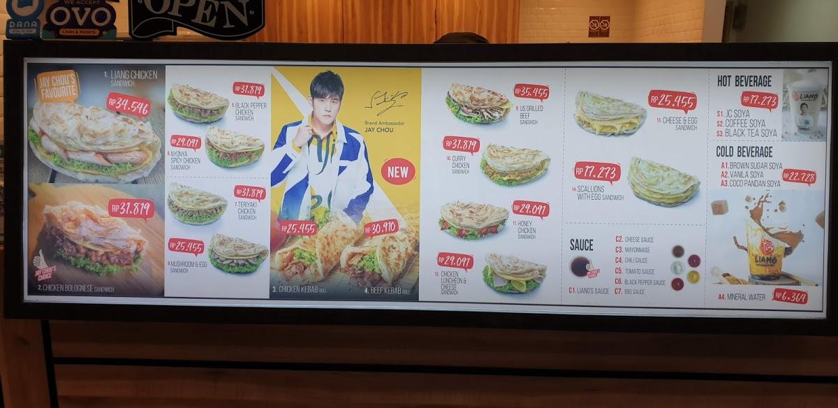 Menu at LIANG SANDWICH BAR, MALL CIPUTRA Lt.UG No.27, West Jakarta