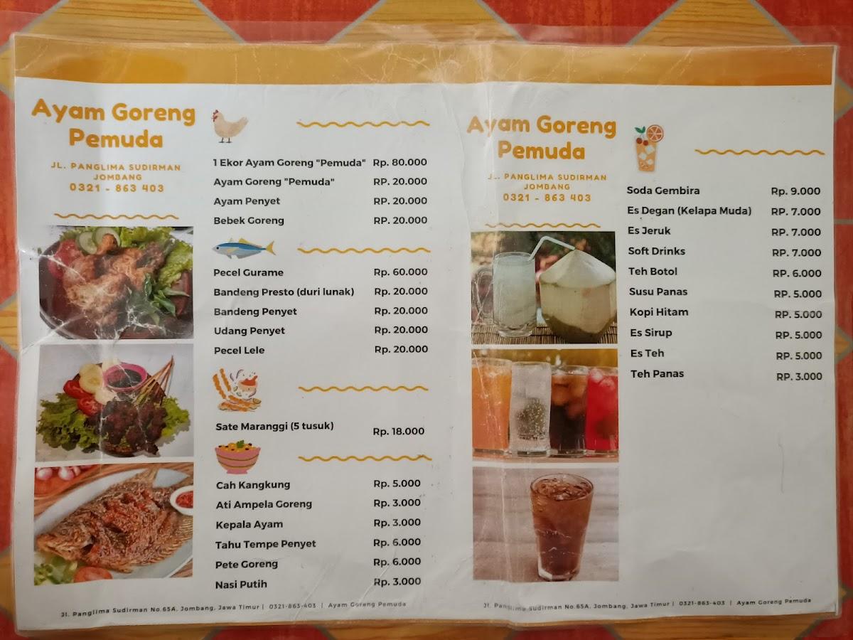 Carta del restaurante Ayam Goreng Pemuda, Jombang, Jl. Panglima ...