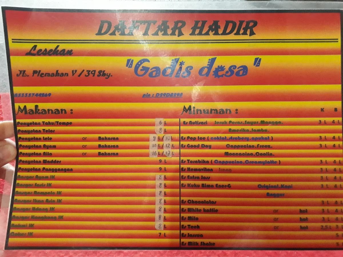 Menu at Cafe Gadis Desa, Surabaya