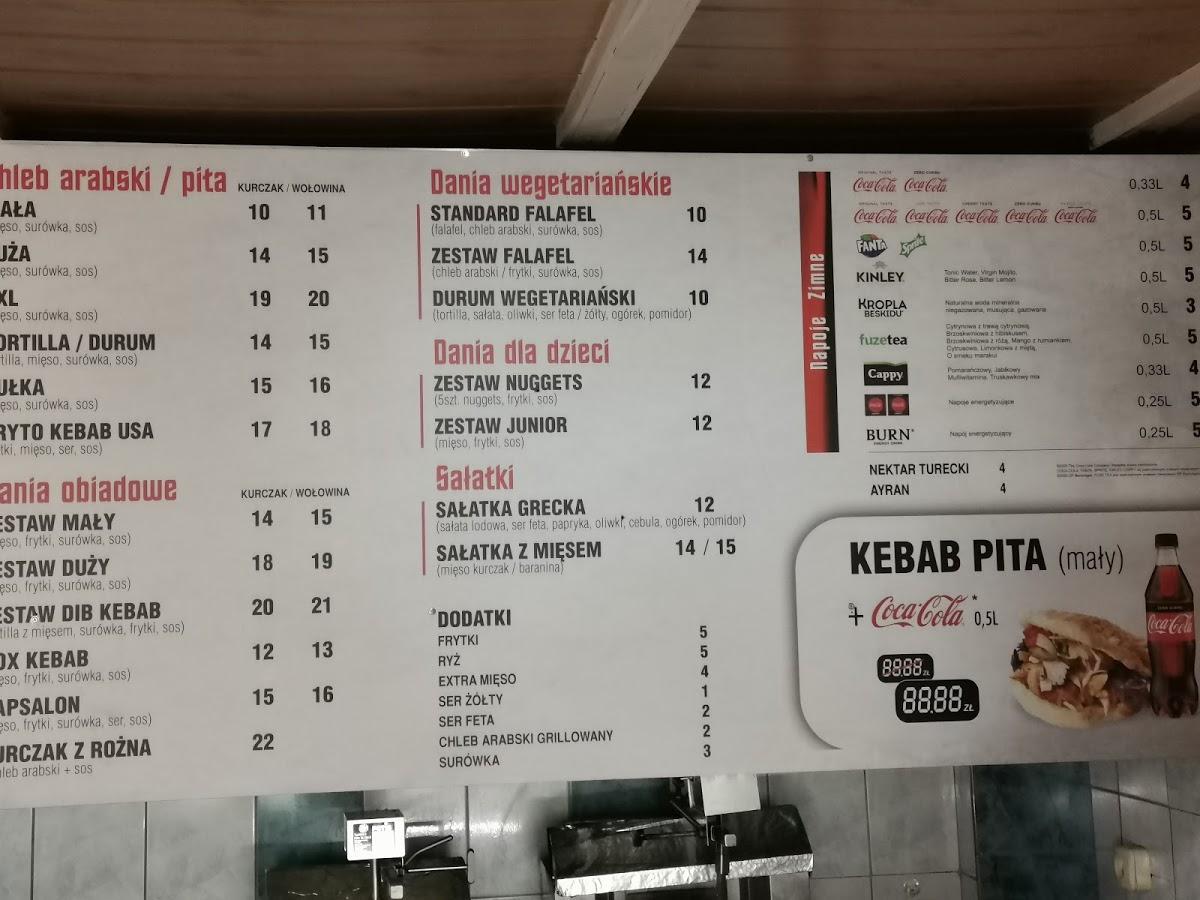 Menu at El Dib Kebab restaurant, Sandomierz