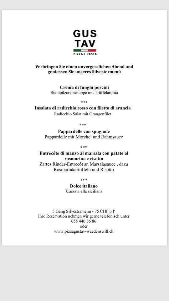 Menu at Gustav, Wädenswil, Seestrasse 121
