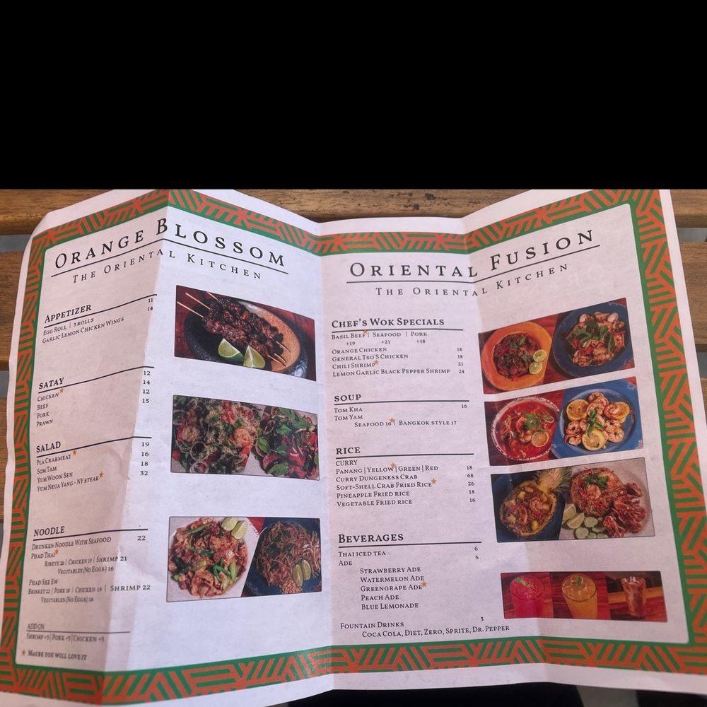 Menu at Orange Blossom The Oriental Kitchen restaurant, Buena Park