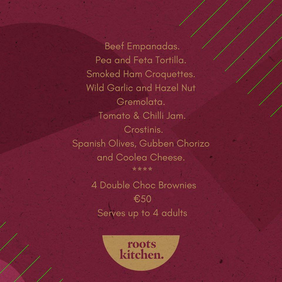 Menu at Roots Kitchen restaurant, Cork