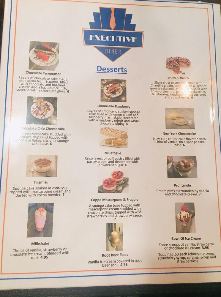 Menu at The Executive Diner restaurant, Alexandria