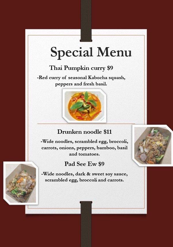 Menu at Khob Khun Thai Food restaurant, Gold Beach, Ellensburg Ave